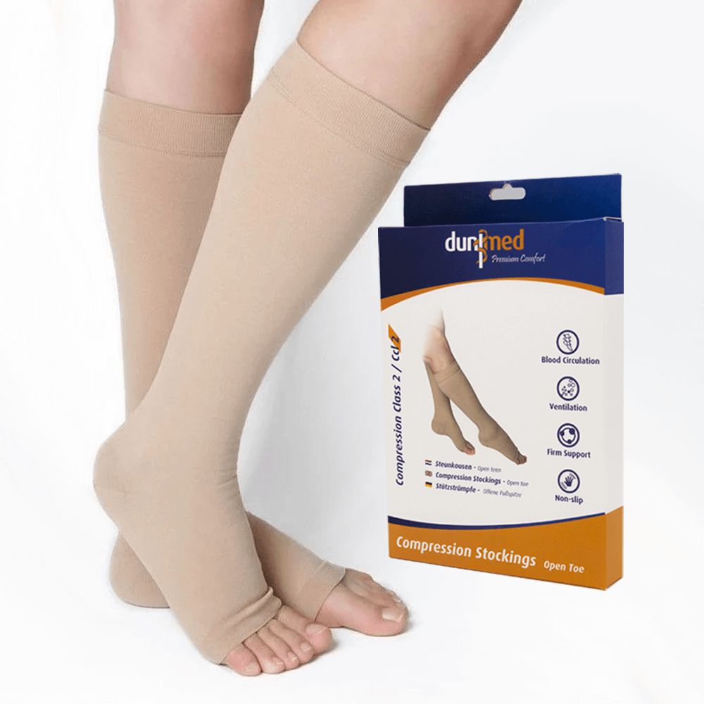 Dunimed premium comfort steunkousen drukklasse 2 - open teen (Per paar ...